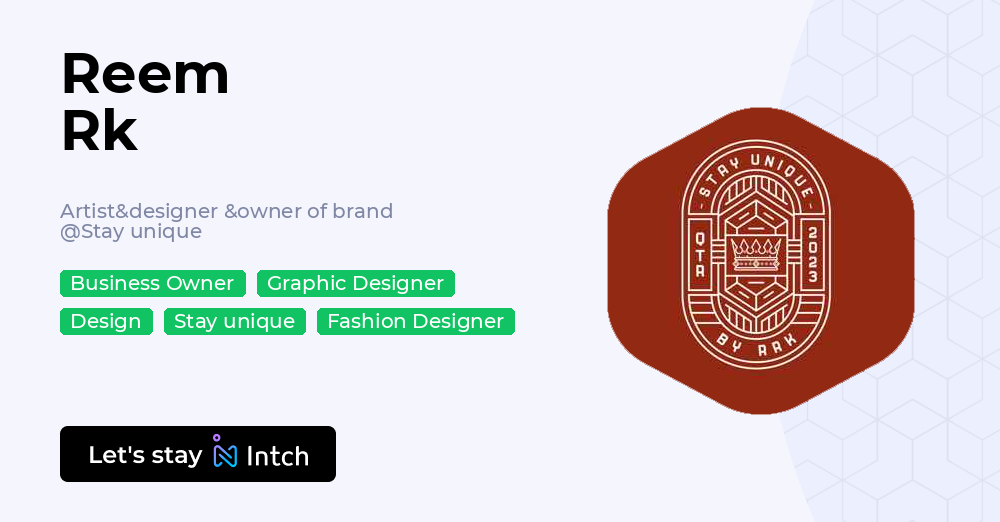 Reem Rk - Artist&designer &owner of brand, Stay unique | Intch