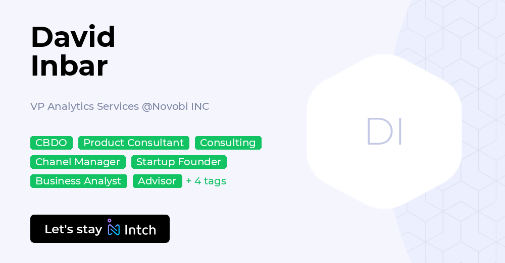 David Inbar - VP Analytics Services, Novobi INC | Intch