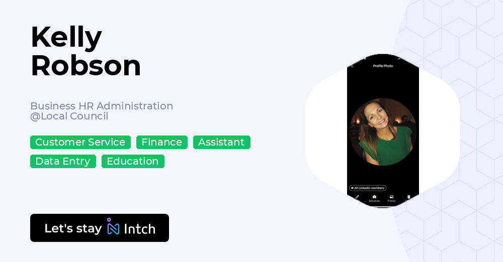 Kelly Robson - Business HR Administration, Local Council | Intch