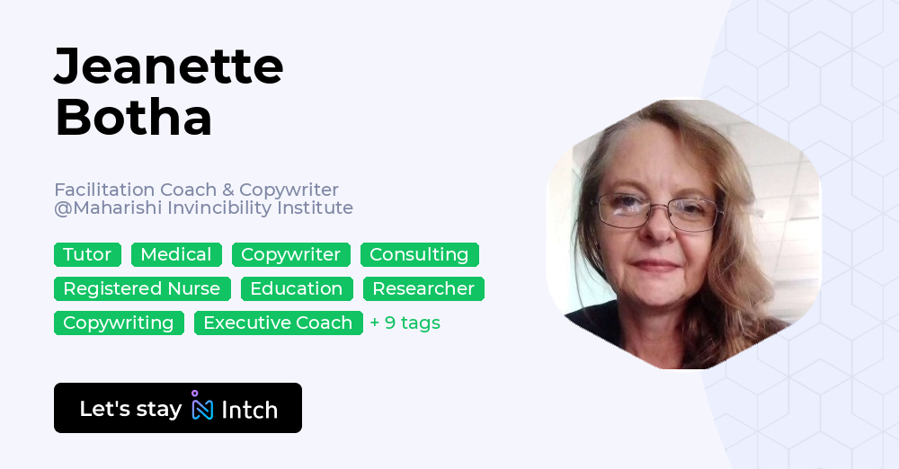 Jeanette Botha - Facilitation Coach & Copywriter, Maharishi ...