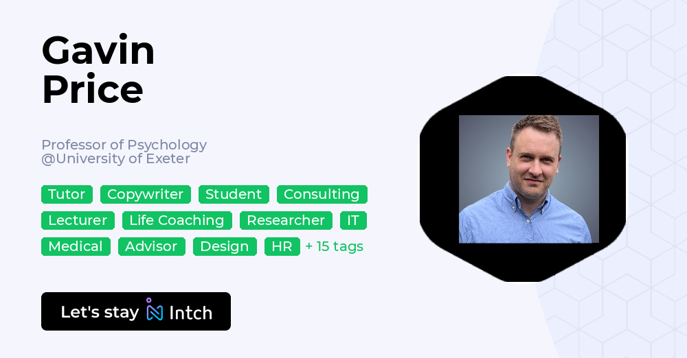 Gavin Price - Professor of Psychology, University of Exeter | Intch