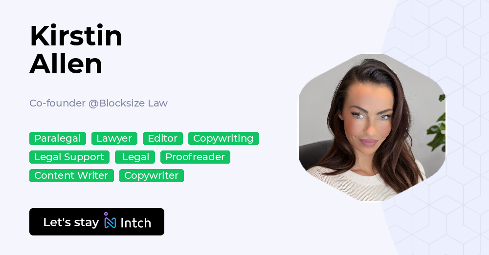 Kirstin Allen - Co-founder, Blocksize Law | Intch