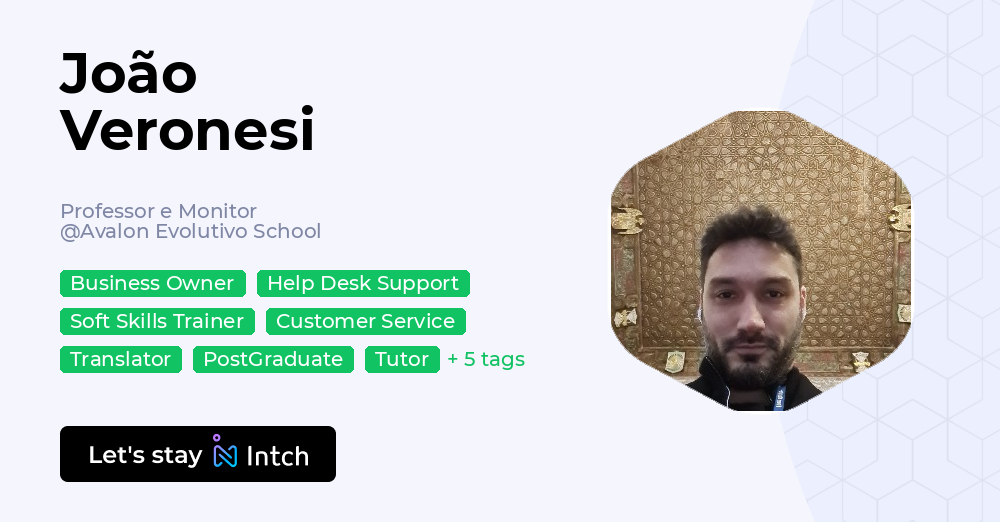 João Veronesi - Professor e Monitor, Avalon Evolutivo School | Intch