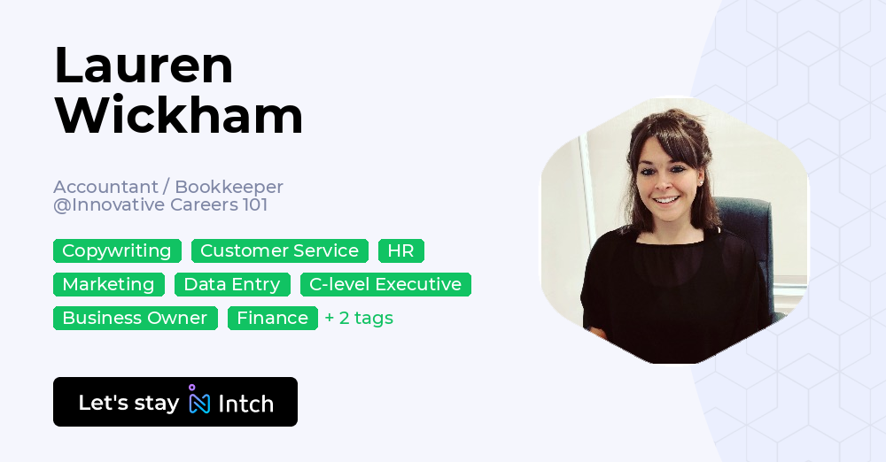 Lauren Wickham - Accountant / Bookkeeper, Innovative Careers 101 | Intch