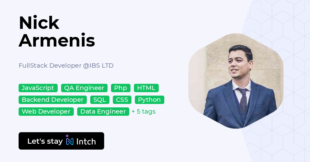 Nick Armenis - FullStack Developer, IBS LTD | Intch