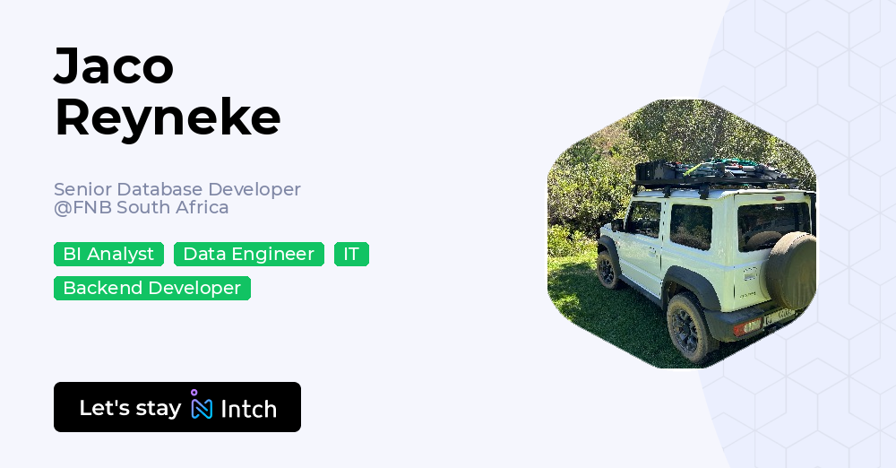 Jaco Reyneke - Senior Database Developer, FNB South Africa | Intch