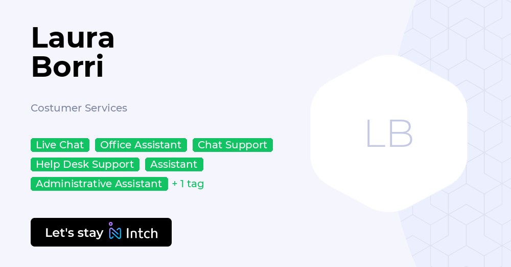 Laura Borri - Costumer Services, | Intch