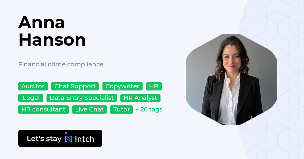 Anna Hanson - Financial crime compliance, | Intch