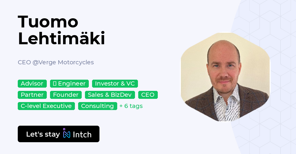 Tuomo Lehtimäki - CEO, Verge Motorcycles | Intch