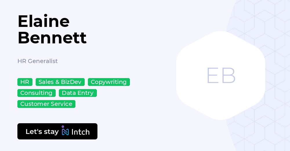 Elaine Bennett - HR Generalist, | Intch