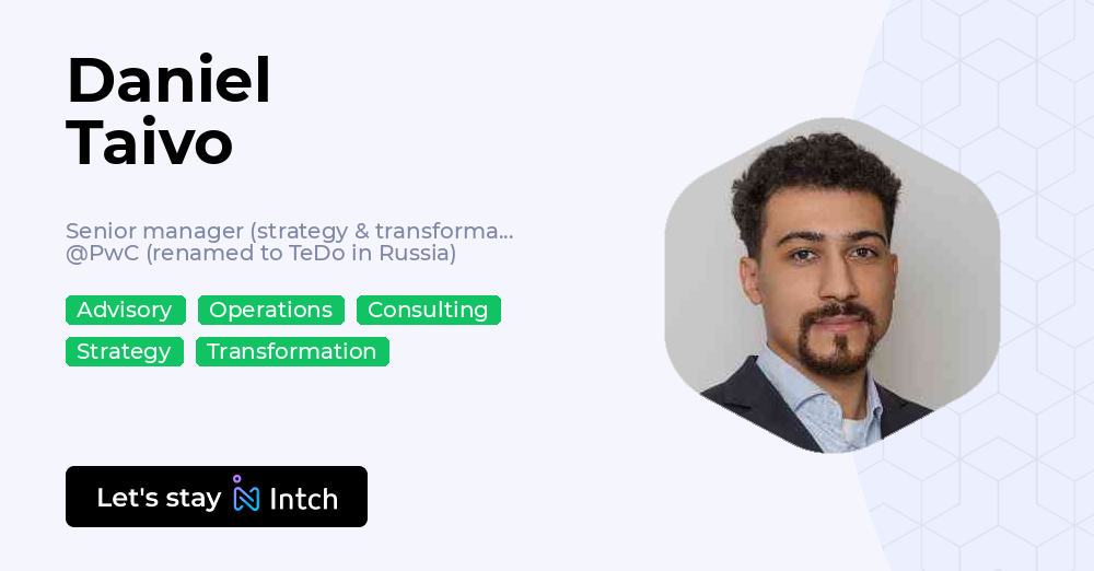 Daniel Taivo - Senior manager (strategy & transformation), PwC (renamed ...