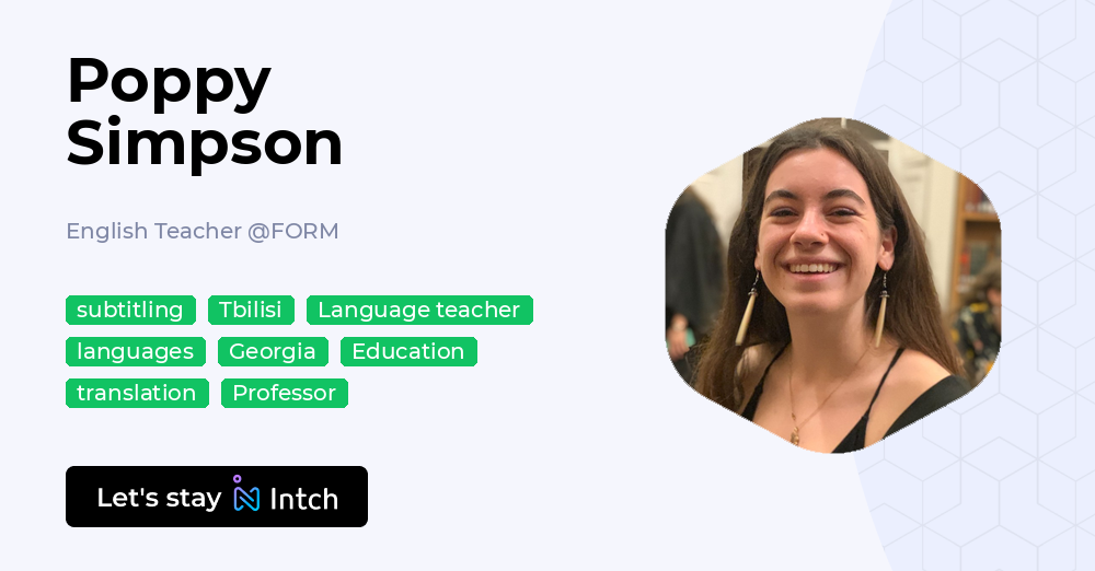 Poppy Simpson - English Teacher, FORM | Intch