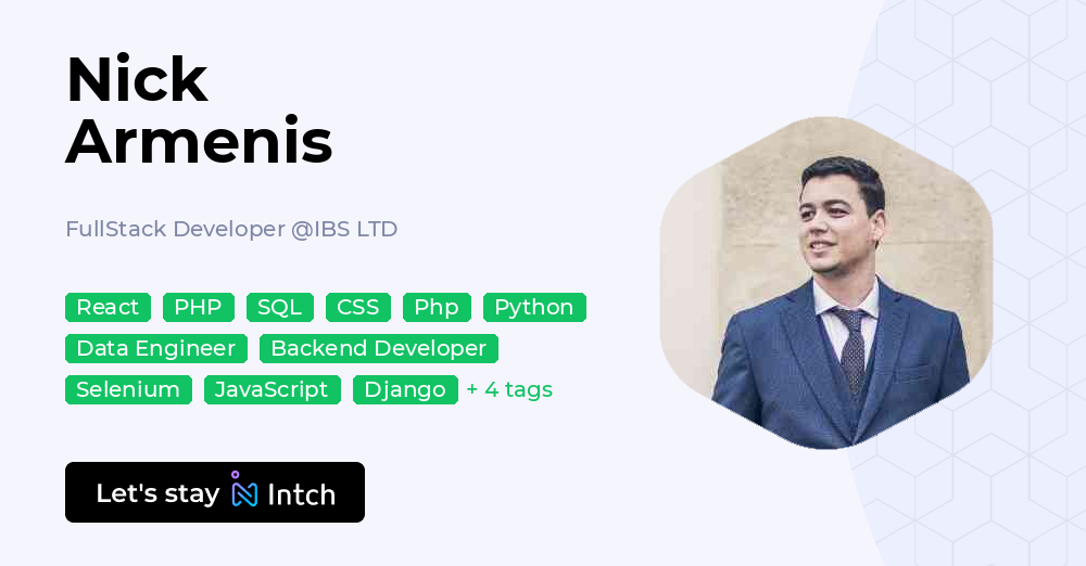 Nick Armenis - FullStack Developer, IBS LTD | Intch
