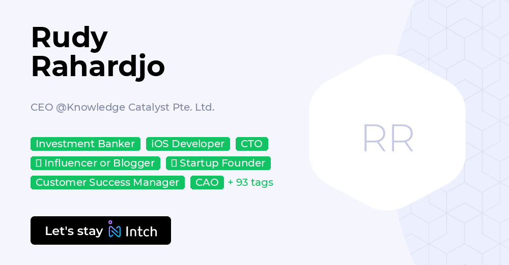 Rudy Rahardjo - CEO, Knowledge Catalyst Pte. Ltd. | Intch