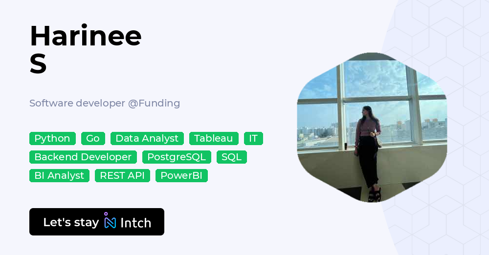 Harinee S - Software developer, Funding | Intch