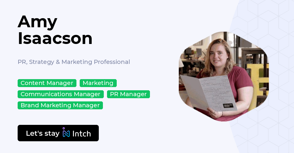 Amy Isaacson - PR, Strategy & Marketing Professional, | Intch
