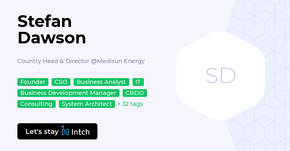 Stefan Dawson - Country Head & Director, Medisun Energy | Intch