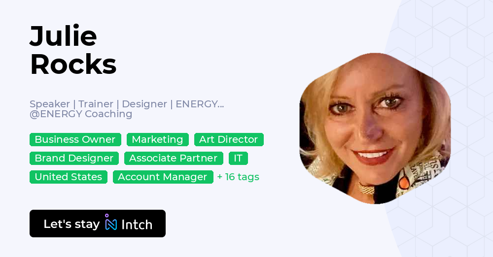 Julie Rocks - Speaker | Trainer | Designer | ENERGY Coach | Biofeedback ...