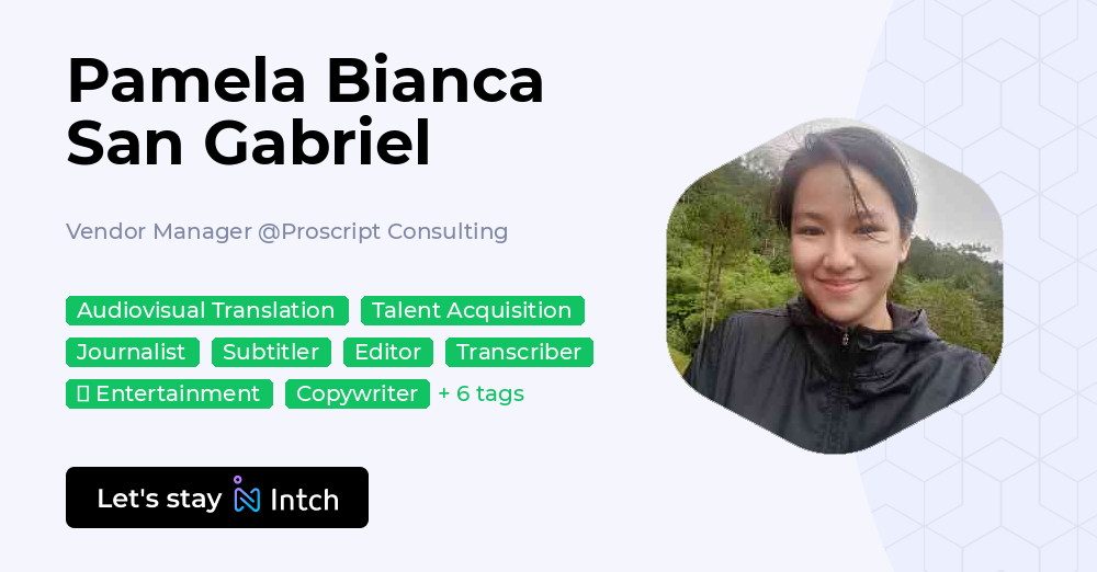 Pamela Bianca San Gabriel - Vendor Manager, Proscript Consulting | Intch