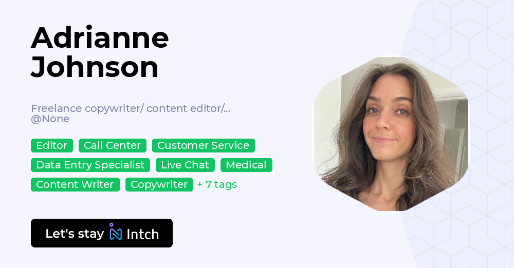 Adrianne Johnson - Freelance copywriter/ content editor/ transcriber ...