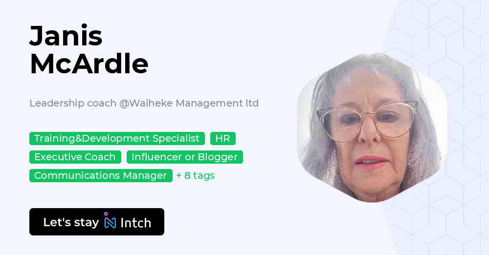 Janis McArdle - Leadership coach, Waiheke Management ltd | Intch
