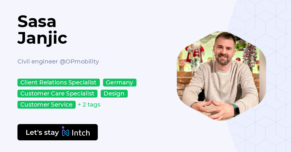 Sasa Janjic - Civil engineer, OPmobility | Intch