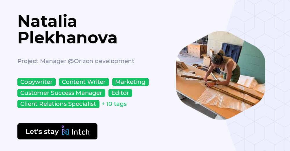 Natalia Plekhanova - Project Manager, Orizon development | Intch